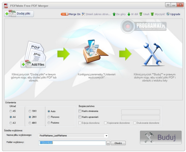 PDFMate Free PDF Merger - Program do scalania plików PDF - Programki.pl